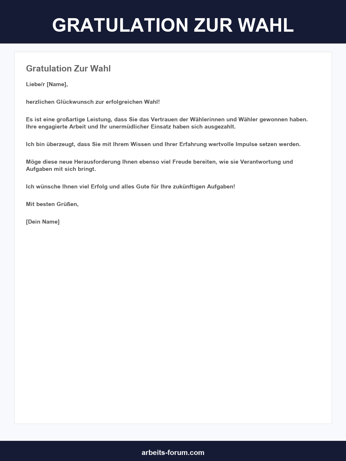 Gratulation Zur Wahl Muster